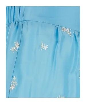 FORTE_FORTE Embroidered High-waisted Flared Trousers - Blue