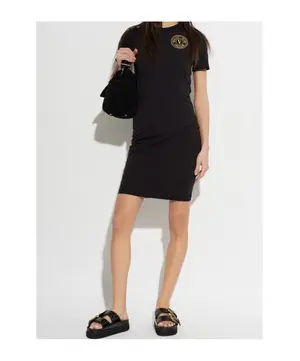 Versace Logo Printed Crewneck Dress
