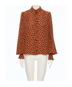 Valentino Garavani Polka Dot Printed Long Sleeve Blouse
