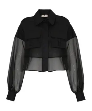 Elisabetta Franchi Cropped Shirt With Crochet Embroidery