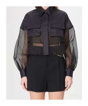 Elisabetta Franchi Cropped Shirt With Crochet Embroidery
