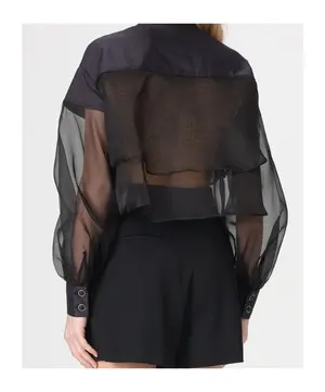 Elisabetta Franchi Cropped Shirt With Crochet Embroidery