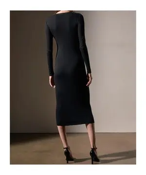 JAMES PERSE Ribbed V-neck Midi Dress
