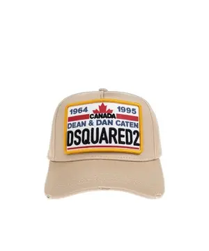 Dsquared2 Logo Patch Distressed Baseball Cap - Nude