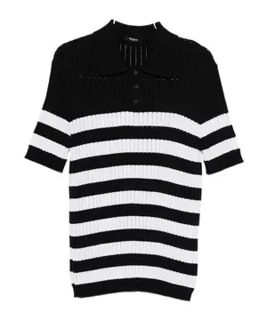 Balmain Stripe Patterned Short-sleeve Knit Polo Shirt