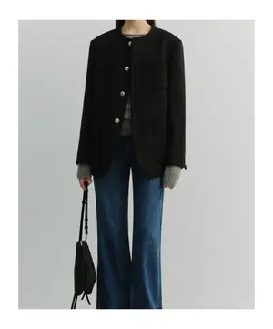 DUNST Crew Neck Three-pocket Jacket - Black