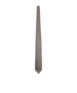 TOM FORD Logo Patch Neck Tie - Gray