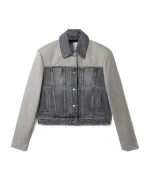 Stella McCartney Panelled Denim And Wool Blend Jacket - Grey Washed