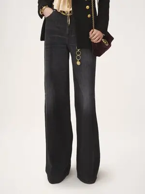 Chloé Logo Patch Wide-leg Jeans - Agate Black