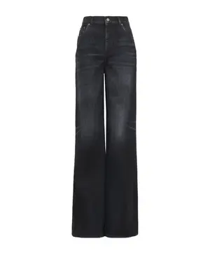 Chloé Chloé Logo Patch Wide-Leg Jeans Agate Black