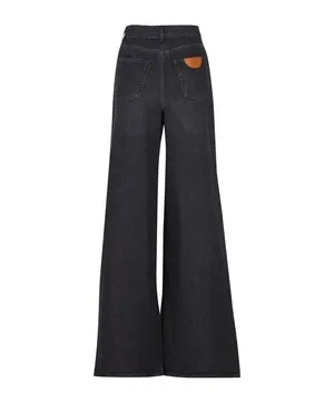 Chloé Logo Patch Wide-leg Jeans - Agate Black