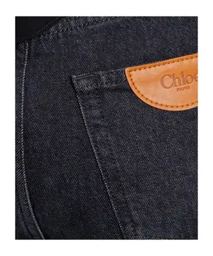 Chloé Logo Patch Wide-leg Jeans - Agate Black