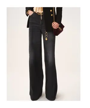 Chloé Logo Patch Wide-leg Jeans - Agate Black