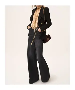 Chloé Logo Patch Wide-leg Jeans - Agate Black