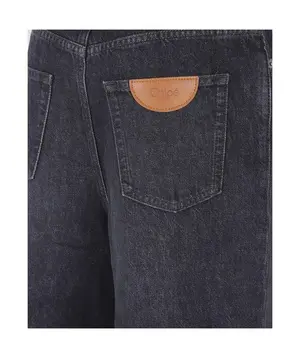 Chloé Logo Patch Wide-leg Jeans - Agate Black