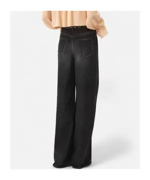 Chloé Logo Patch Wide-leg Jeans - Agate Black
