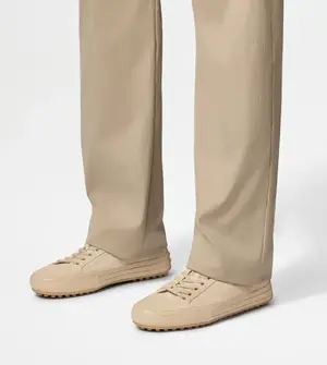 TOD'S Suede Calfskin Lace-up Sneakers - Beige