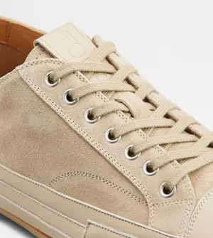 TOD'S Suede Calfskin Lace-up Sneakers - Beige