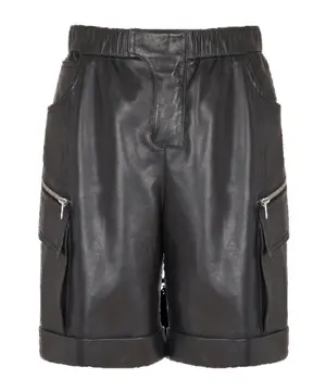 Balmain Leather Cargo Bermuda Shorts