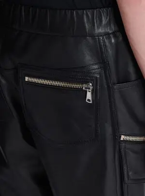 Balmain Leather Cargo Bermuda Shorts