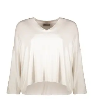 Herno V-neck T-shirt With Satin Finish And Logo Plaque