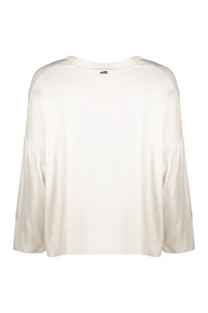 Herno V-neck T-shirt With Satin Finish And Logo Plaque