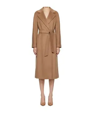 Max Mara Poldo Belted Long-sleeved Coat - Brown