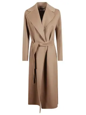 Max Mara Poldo Belted Long-sleeved Coat - Brown