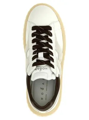 Hogan H-stripe Round Toe Sneakers - Nude