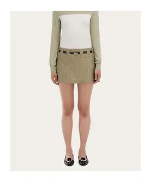 FERRAGAMO Mini Skirt With Gancini Belt - Polychromatic