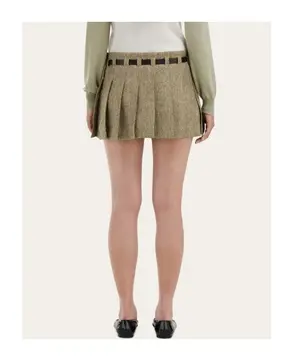 FERRAGAMO Mini Skirt With Gancini Belt - Polychromatic