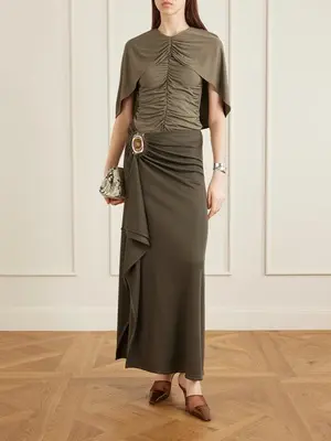 Christopher Esber Embellished Cascade Maxi Skirt - Brown