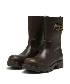 DIESEL® D-hammer Logo-plaque Biker Boots - Brown