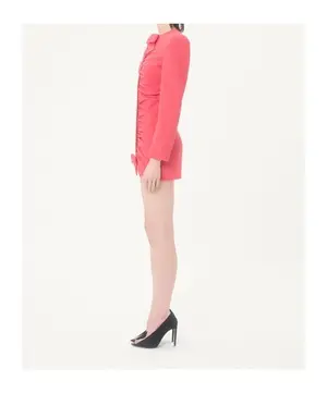 Valentino Garavani Crispy Light Wool Jacket Dress With Pleats And Bows