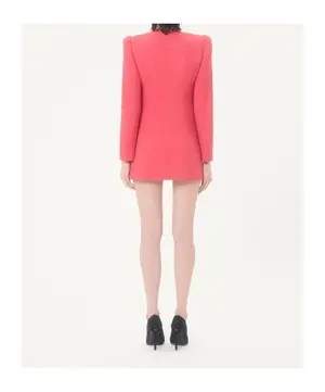 Valentino Garavani Crispy Light Wool Jacket Dress With Pleats And Bows