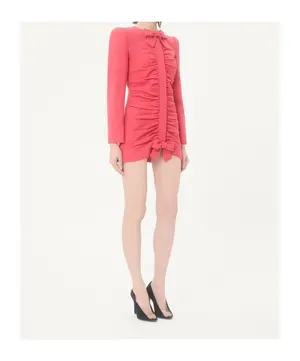 Valentino Garavani Crispy Light Wool Jacket Dress With Pleats And Bows