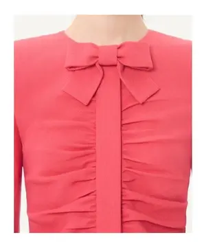 Valentino Garavani Crispy Light Wool Jacket Dress With Pleats And Bows