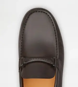 TOD'S Leather Loafers With Branded Buckle - Brown