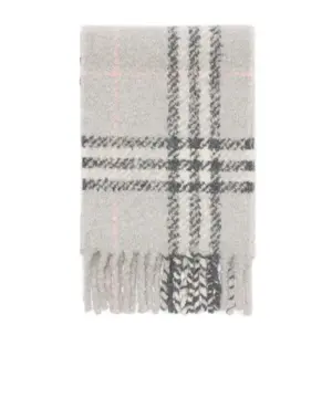 Burberry Check Fringed-edge Bouclé Scarf - Gray