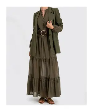 TWINSET Tiered Ruffled Maxi Dress - Brown