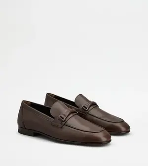 TOD'S Strap Leather Loafers - Brown