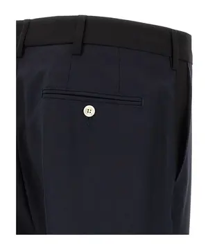 Marni Tropical Two-tone Wool Straight-leg Trousers - Black