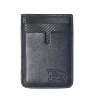 Burberry Ekd Embossed Checked Card Case - Black