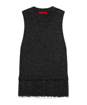 MAXCO. Sleeveless Knit Top With Tassels - Black