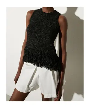 MAXCO. Sleeveless Knit Top With Tassels