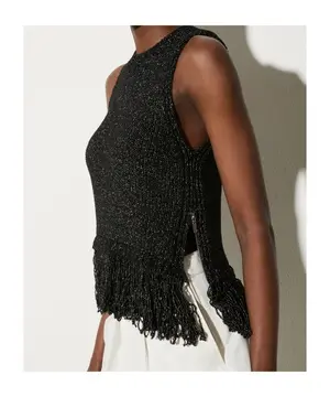 MAXCO. Sleeveless Knit Top With Tassels
