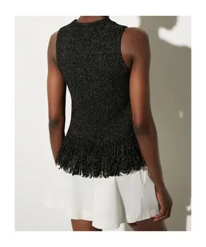 MAXCO. Sleeveless Knit Top With Tassels