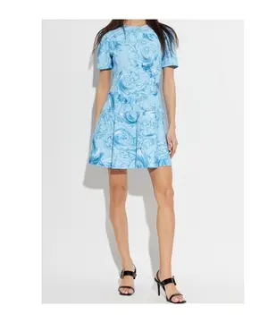 Versace Baroque Printed Crewneck Mini Dress