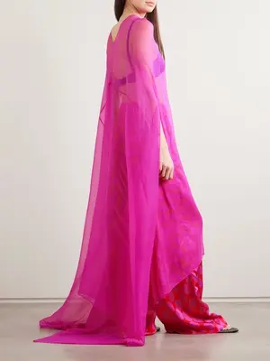 Dries Van Noten V-neck Draped Maxi Dress - Fuchsia