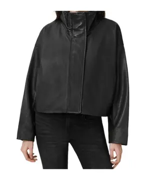 ALLSAINTS Ryder Leather Puffer Biker Jacket - Black